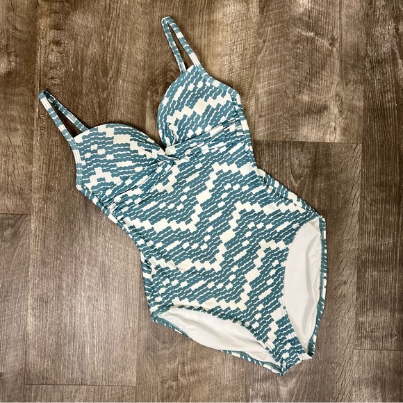 kate spade | Swim | Kate Spade New York Blue Zigzag Weave Draped Molded ...